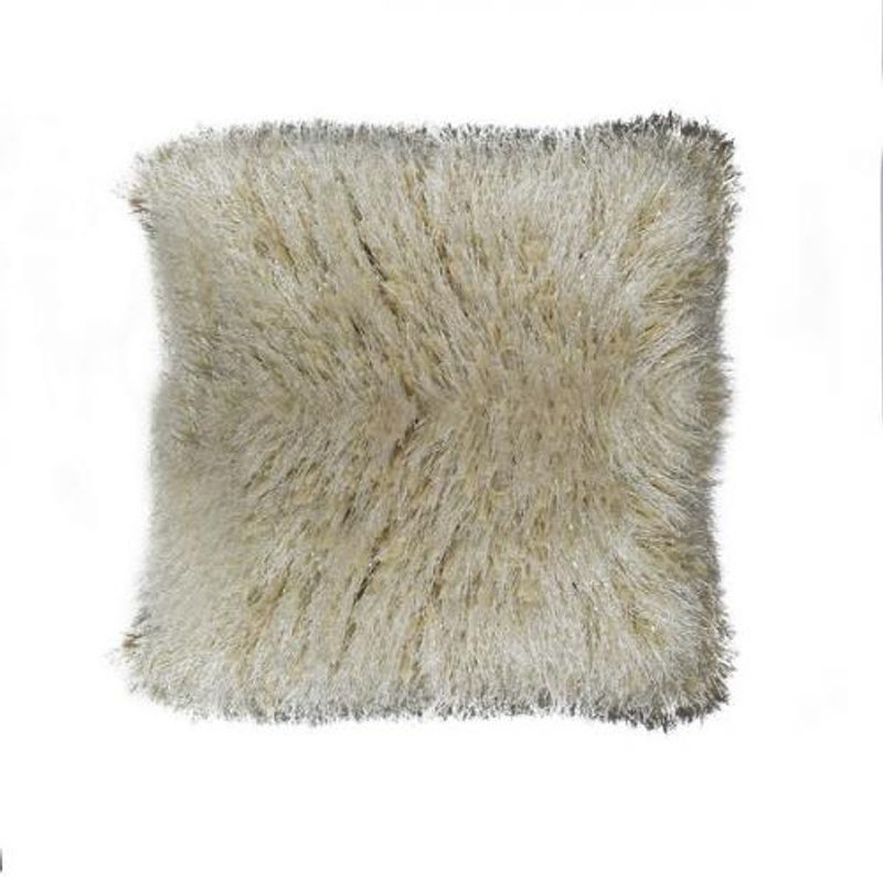 Cojin Shaggy, Tela Lurex, Color Beige, Medidas 45x45