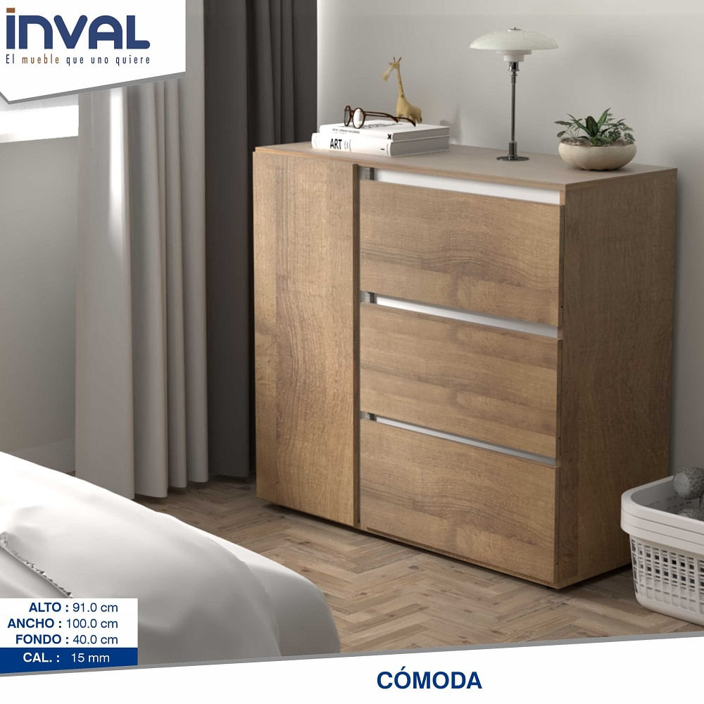 Comoda Niza 3 Cajones Puerta Amaretto - Easy Colombia