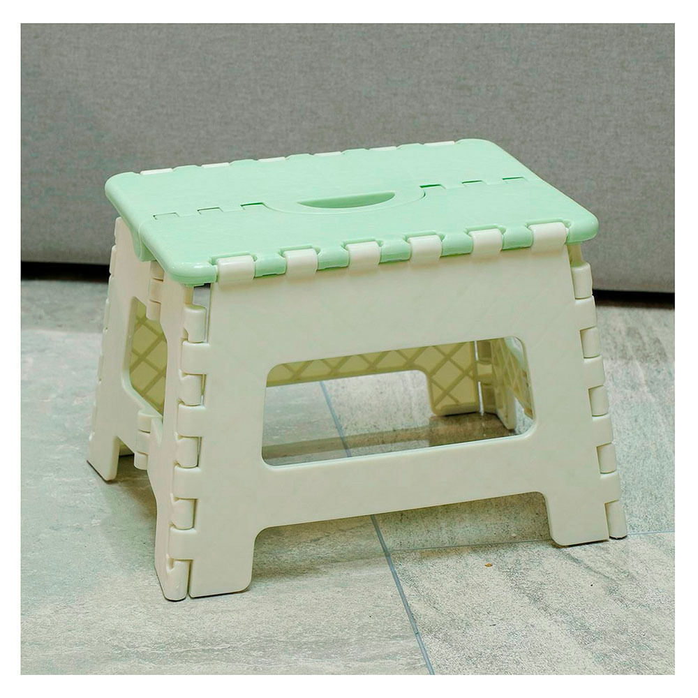 BANQUITO PLASTICO PLEGABLE 22CM CELESTE