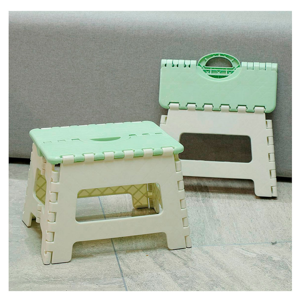 BANQUITO PLASTICO PLEGABLE 22CM CELESTE