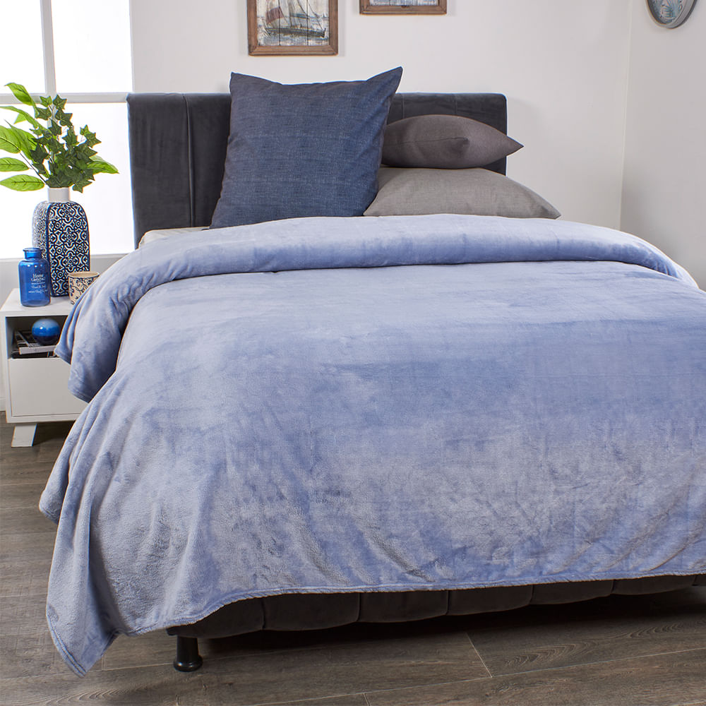 Cobija Flannel Sencillo Azul Denim - Easy Colombia