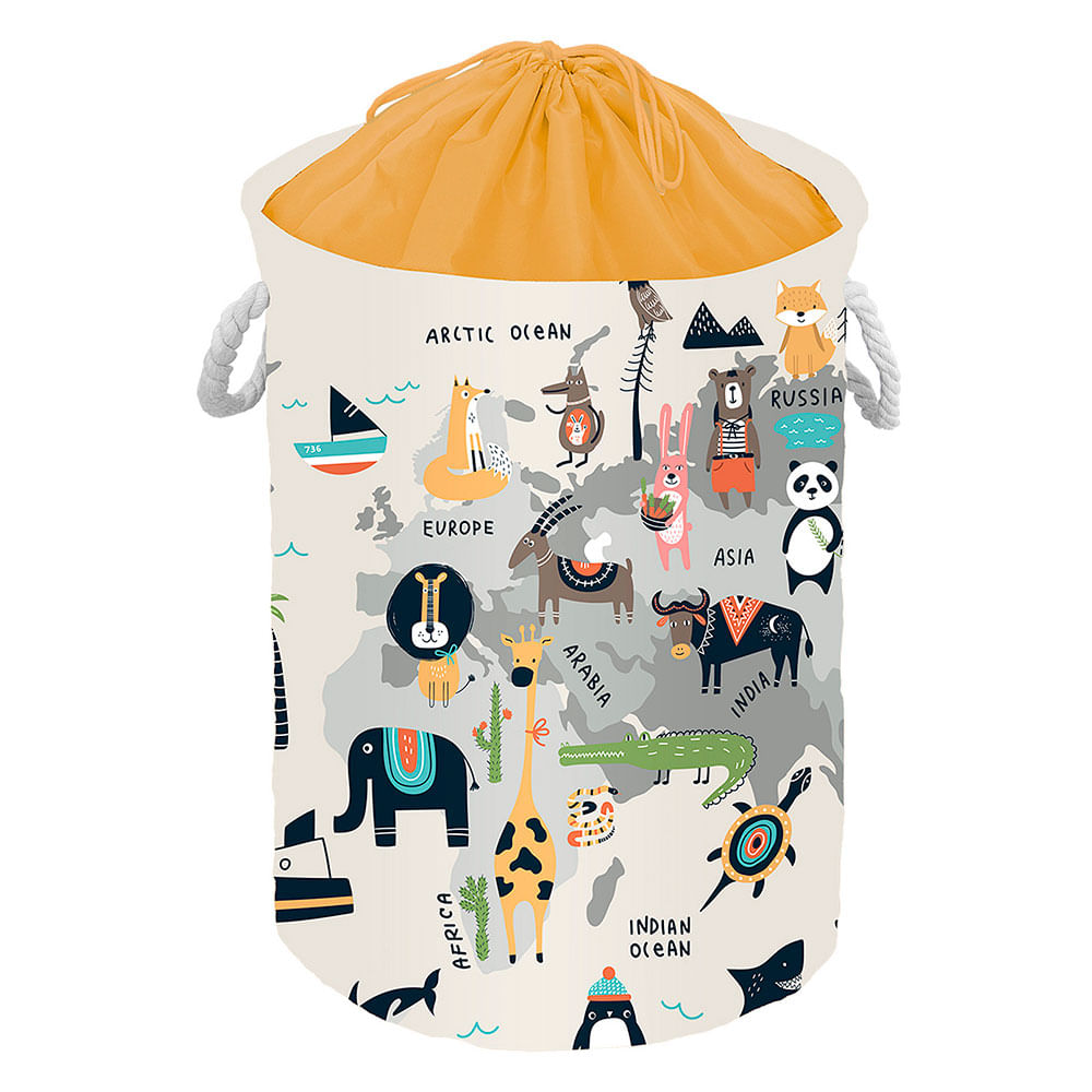 HAMPER CANVAS CUBIERTO KIDS MAPA - Easy Colombia