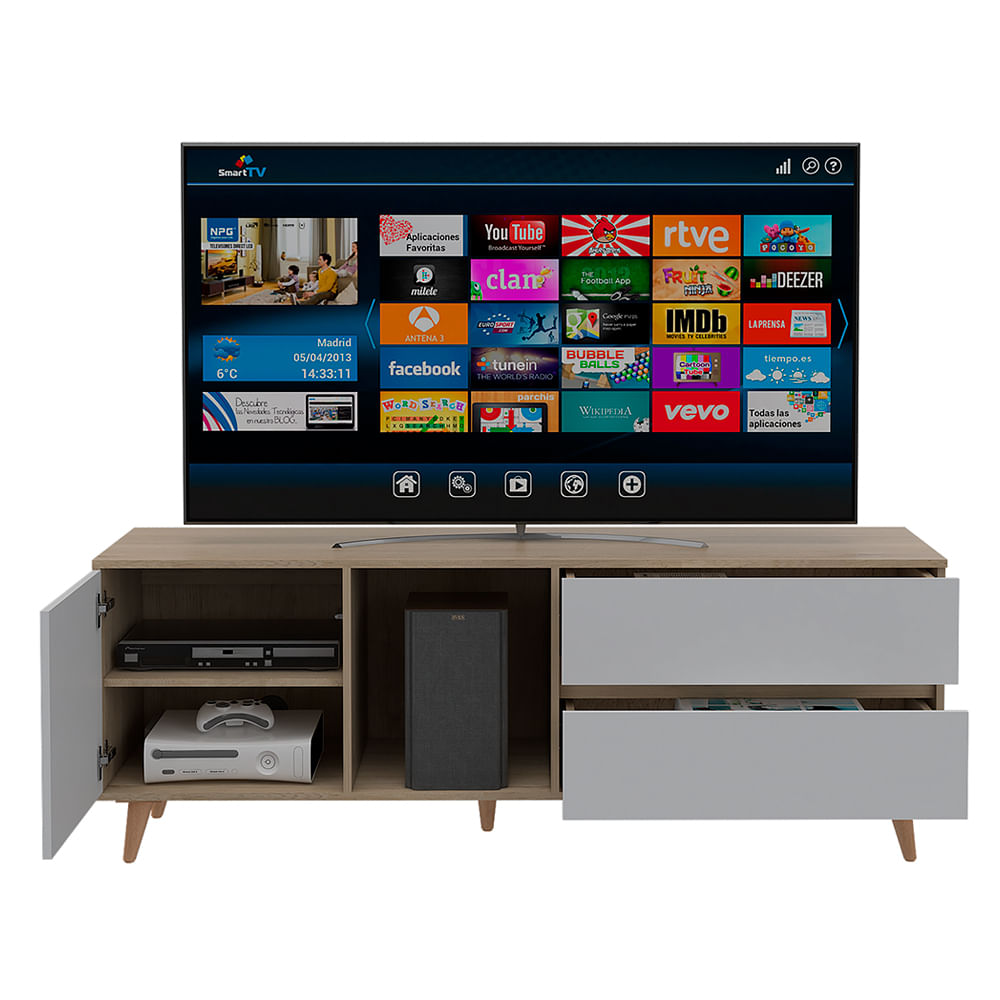 RACK TV ACACIA ROVERE BLANCO 58.4X158.4 - Easy Colombia