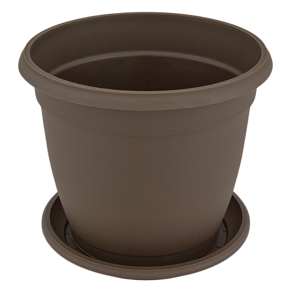 Maceta Genova Con Plato Color Wengue - Easy Colombia