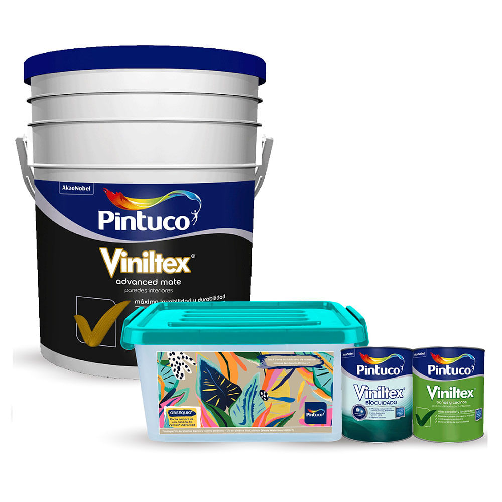 Kit viniltex blanco 5gl + 1/4 Biocuidado y 1/4 Baños-cocinas easy.co ...