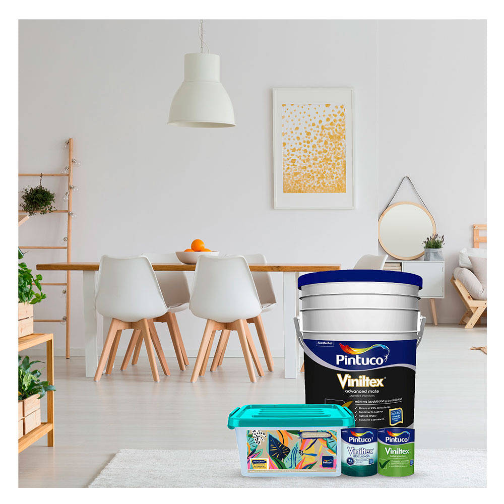 Kit viniltex blanco 5gl + 1/4 Biocuidado y 1/4 Baños-cocinas easy.co ...