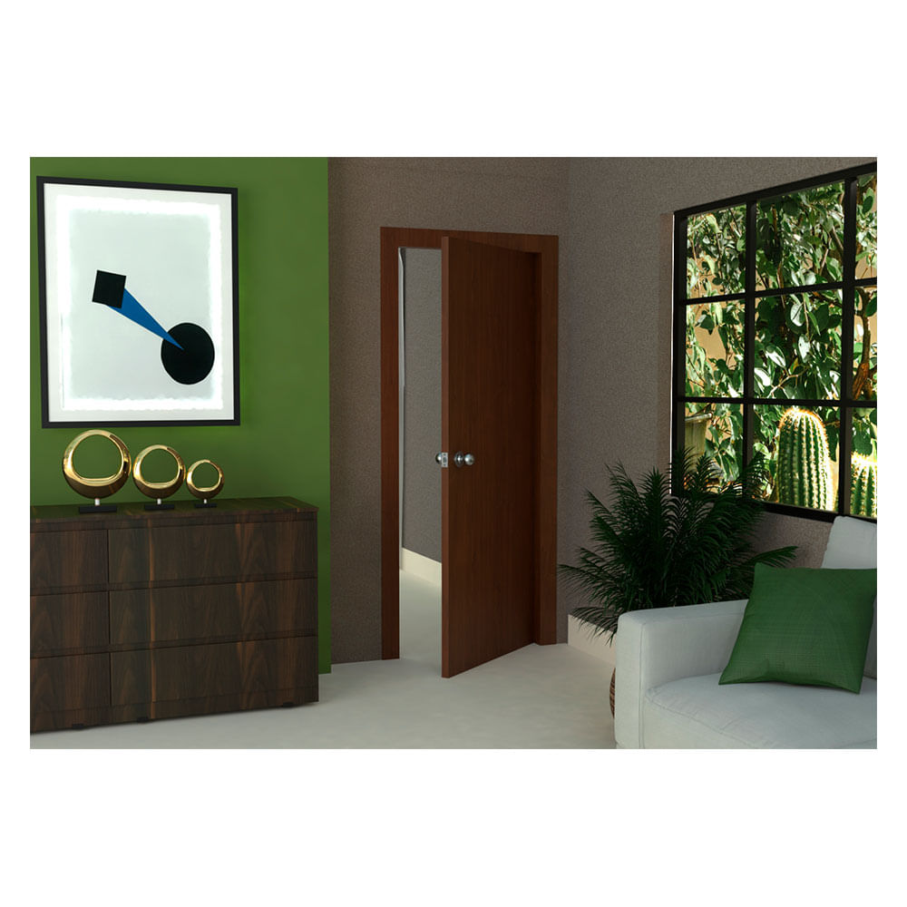 Puerta batiente melamina 70x220cm cedro Moduofi easy.co - Easy Colombia
