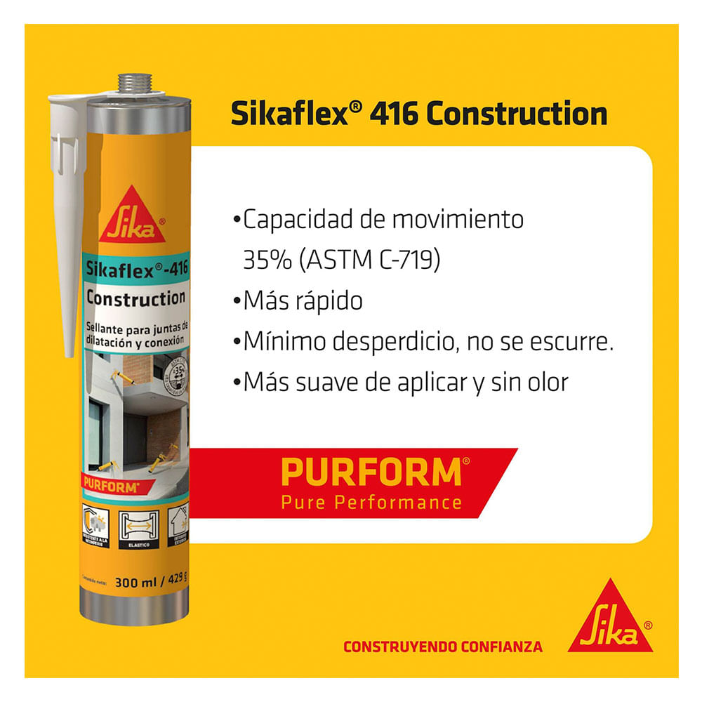 Silicona Sikaflex-416 Construction blanco x300ml Sika easy.co - Easy ...