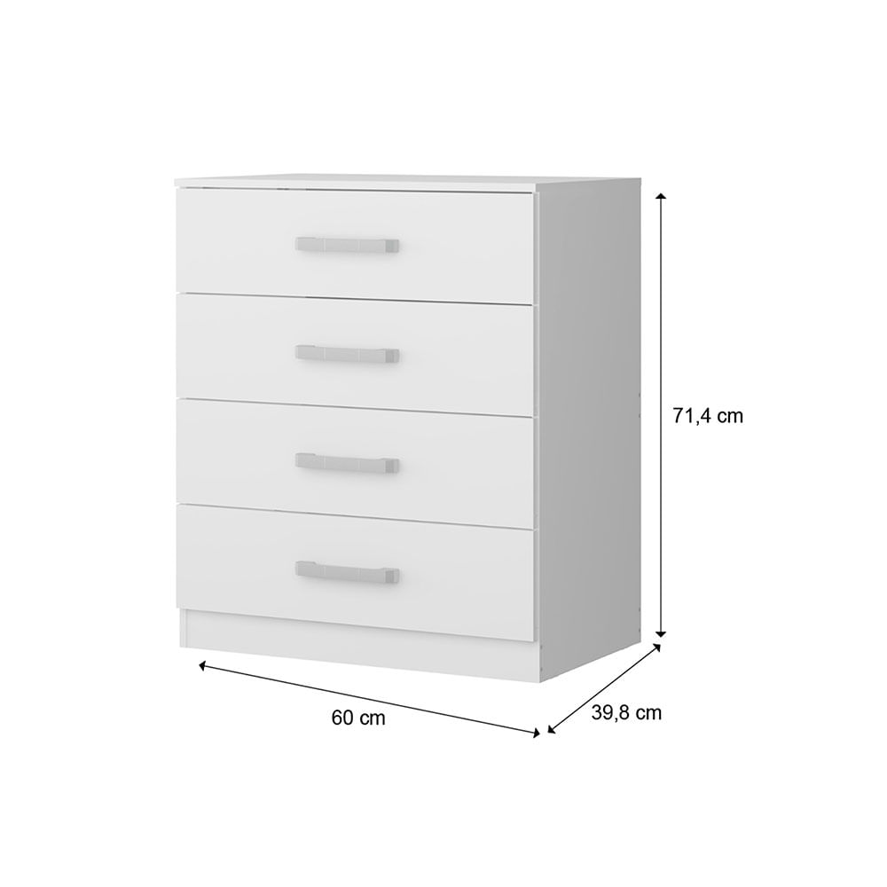 Cómoda 4 cajones 71x60x39.8cm blanco Bertolini easy.co - Easy Colombia