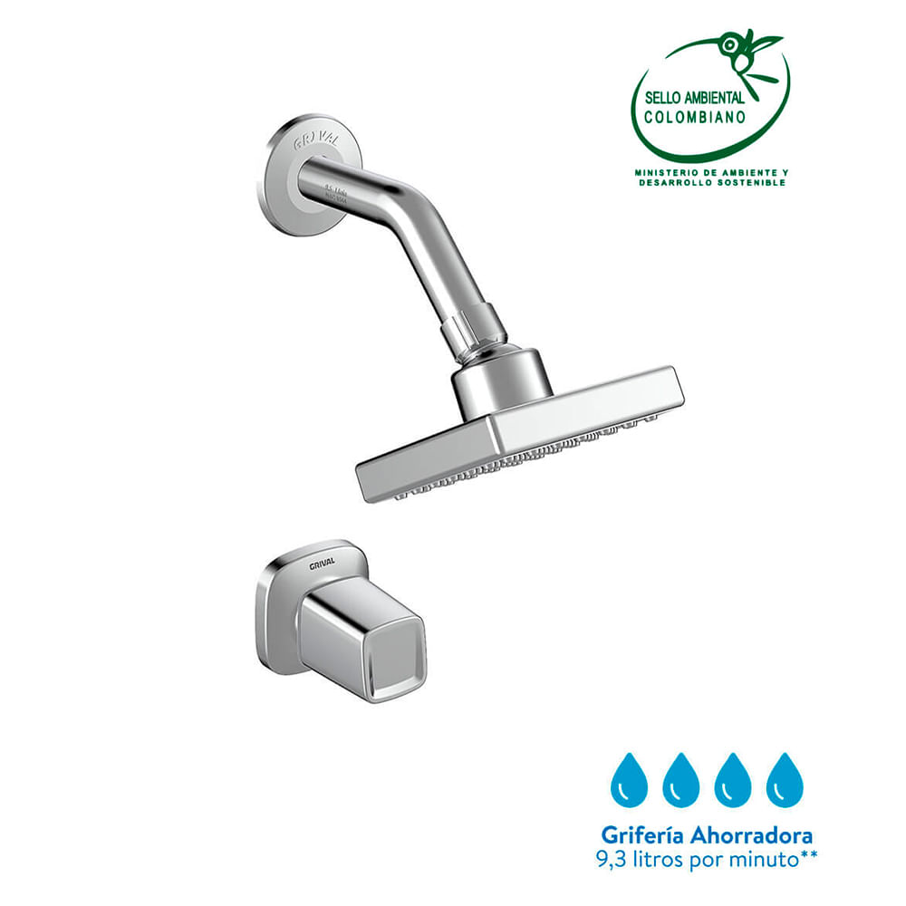 Combinación de ducha 8" Solid sencillo cromo Grival easy.co - Easy Colombia