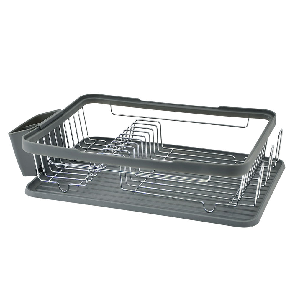 Escurridor de platos + bandeja + porta cubiertos gris/inox Global Offer ...