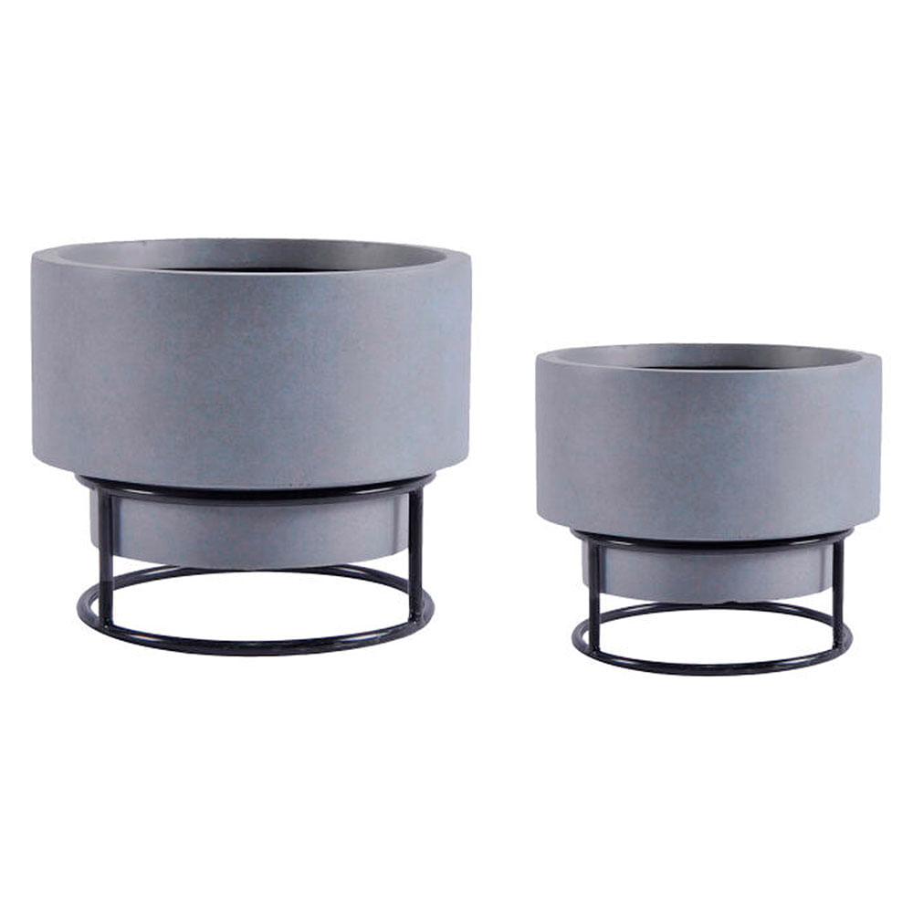 Set matera con soporte Montevideo gris x2piezas Outzen easy.co - Easy ...