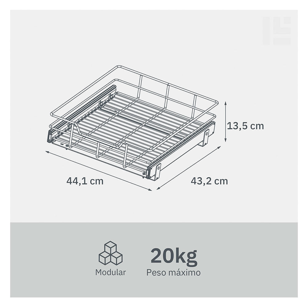 Bandeja retráctil interior metal 13.5x44.1x43.2cm Hacks&Racks easy.co - Easy Colombia
