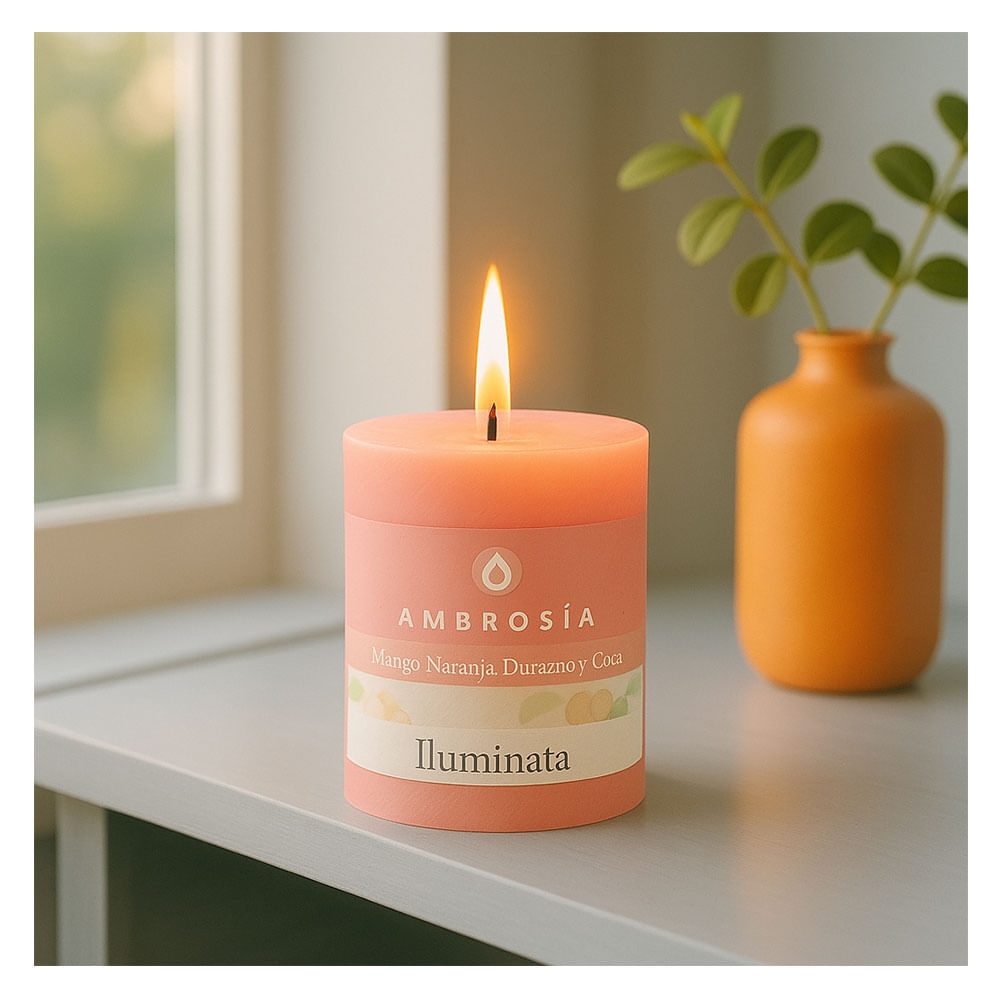 Vela pilar ambrosia 8x8x8 cm Iluminata easy.co - Easy Colombia